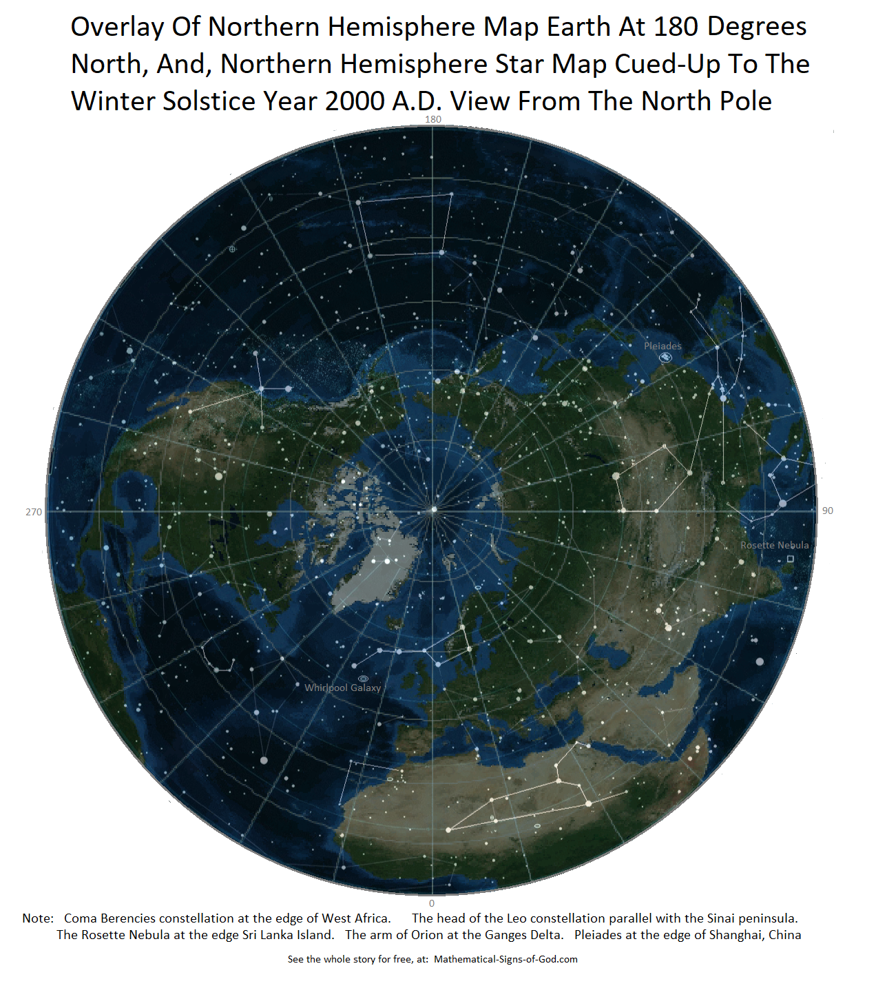 Overlay Map Of Northern Hemisphere Of Earth With 180 Degrees At North ...