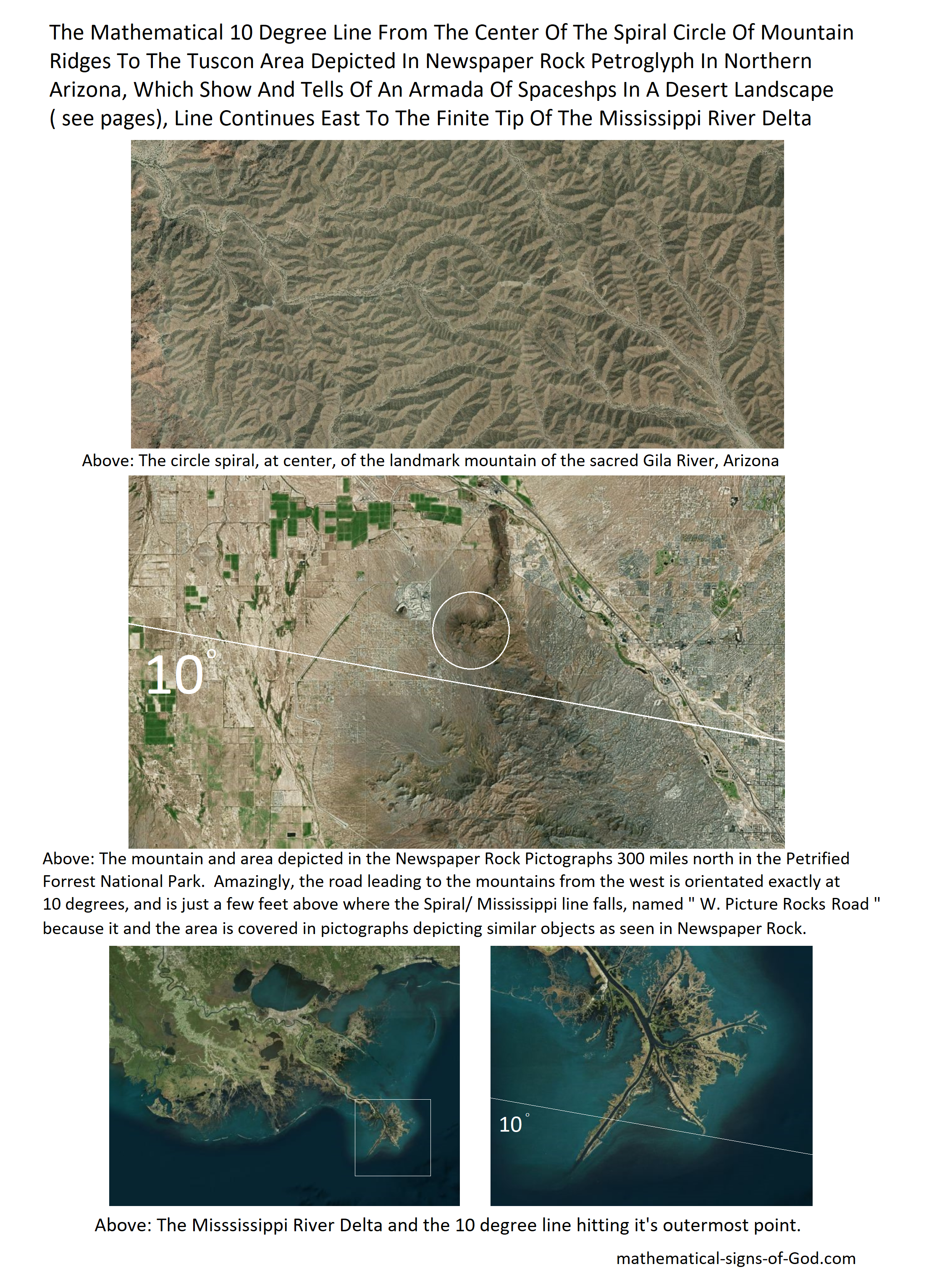 Sacred Gila River Mountain Spiral mathematical 10 degree line to the ...